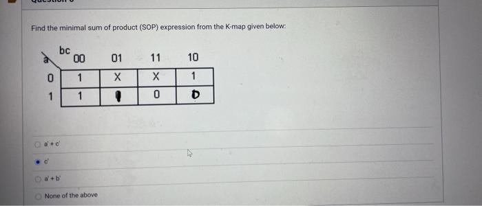 Solved Find the minimal sum of product (SOP) expression from | Chegg.com