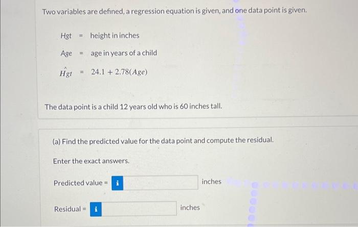 Solved Two variables are defined, a regression equation is | Chegg.com
