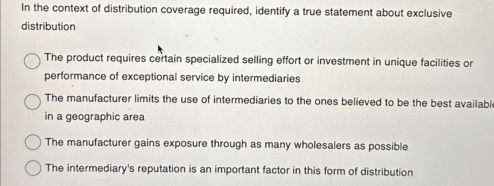 Solved In the context of distribution coverage required, | Chegg.com