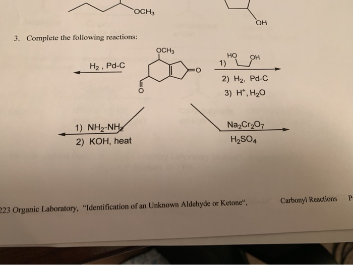 Solved OCH3 OH 3. Complete the following reactions: OCH3 HO | Chegg.com