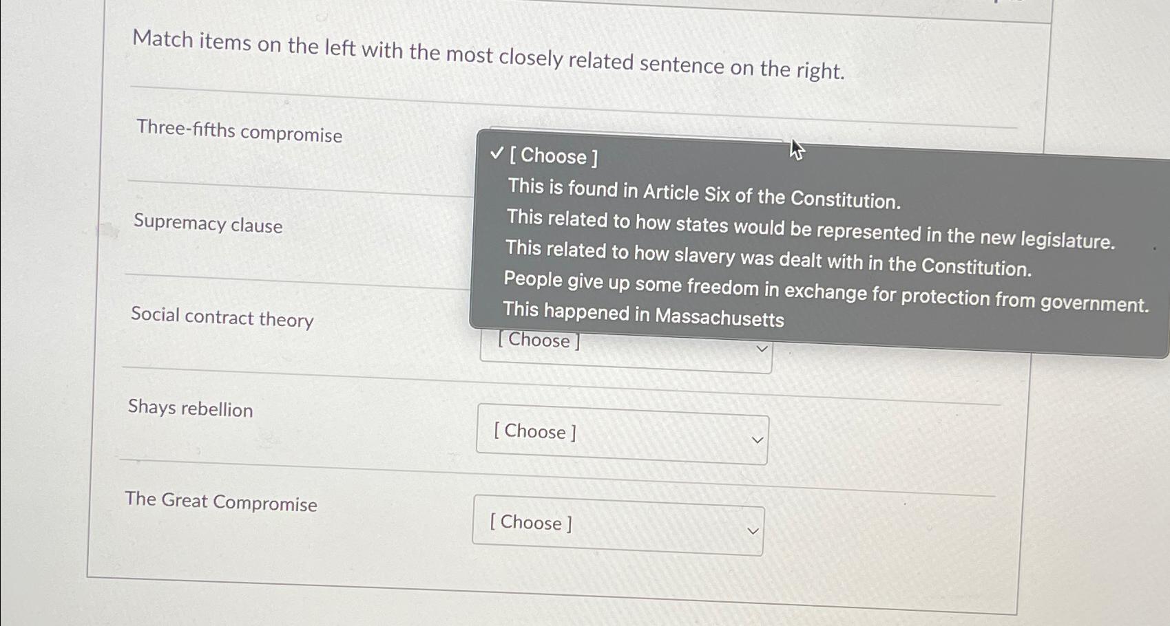 Solved Match items on the left with the most closely related | Chegg.com