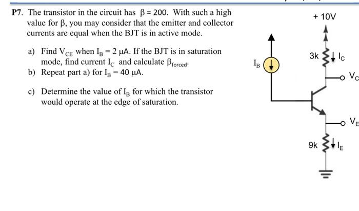 Solved 27. The transistor in the circuit has β=200. With | Chegg.com