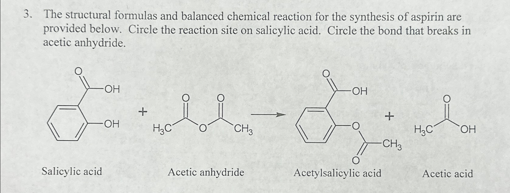 Solved The structural formulas and balanced chemical | Chegg.com