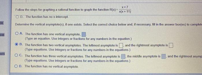 Solved Follow the steps for graphing a rational function to | Chegg.com
