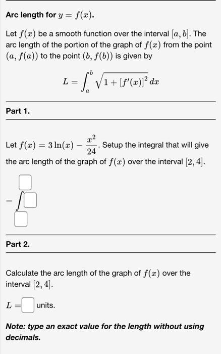 Solved Arc length for y=f(x) Let f(x) be a smooth function | Chegg.com