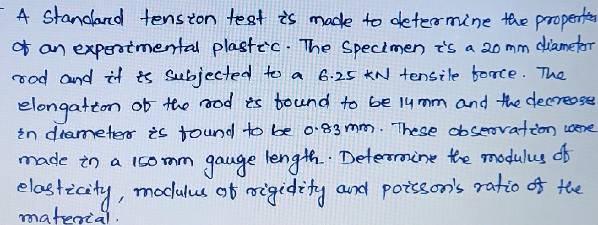 Solved A standard tension test is made to determine the | Chegg.com