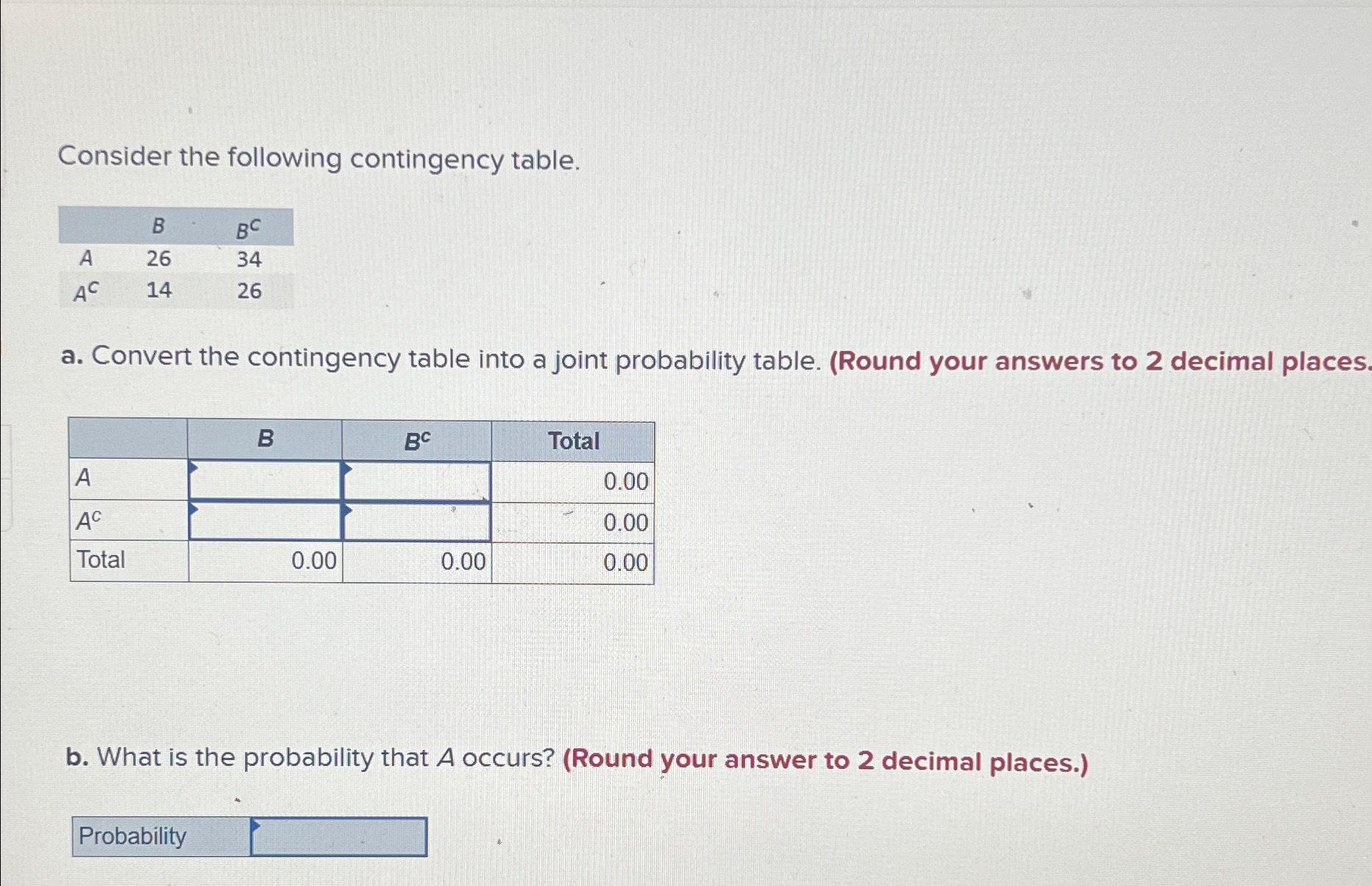 Solved Consider the following contingency | Chegg.com