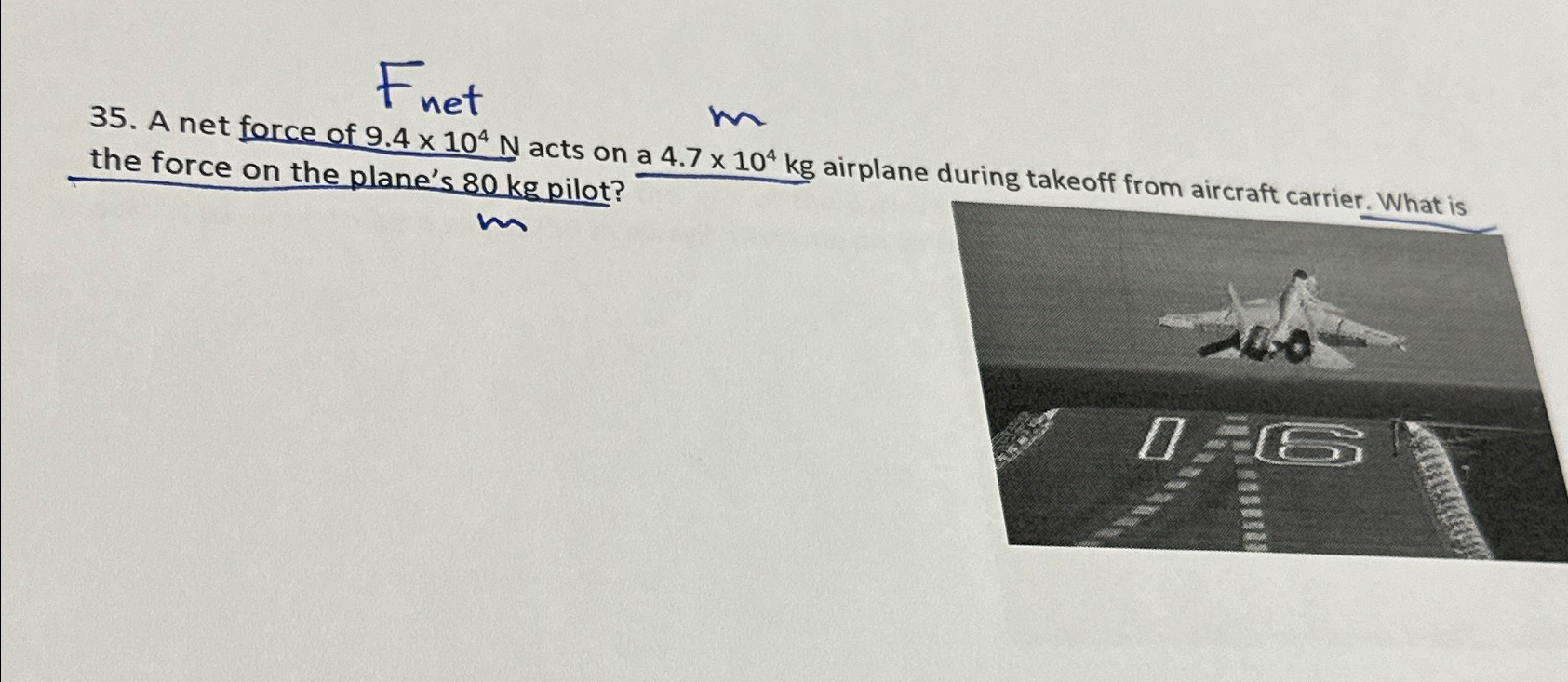 Solved A net force of netthe force of 9.4×104N ﻿acts on a | Chegg.com