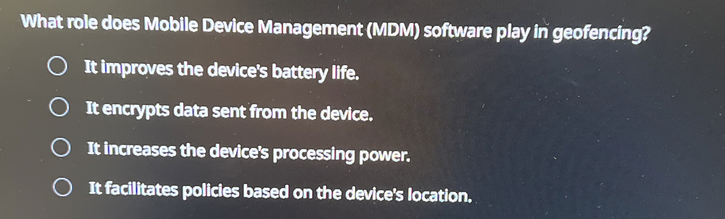 Solved What role does Mobile Device Management (MDM) | Chegg.com
