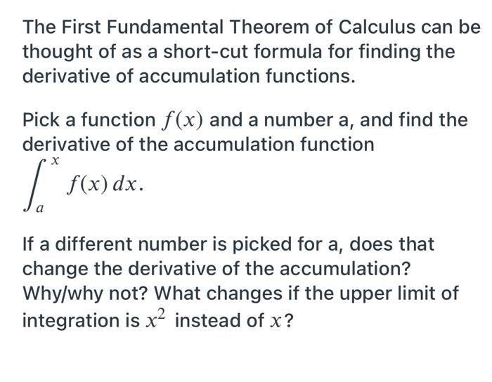 Solved The First Fundamental Theorem of Calculus can be | Chegg.com