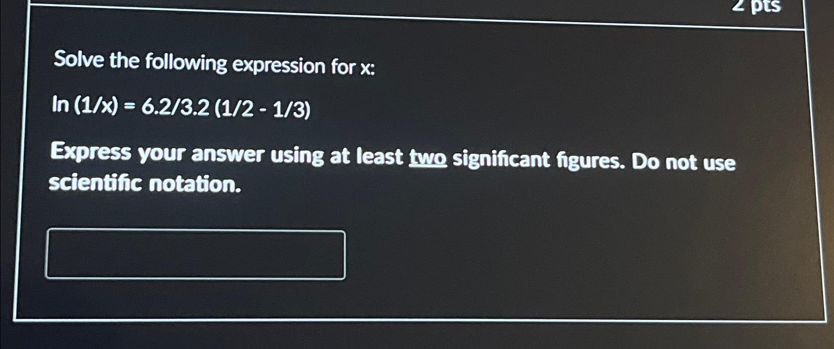 Solved Solve the following expression for x | Chegg.com