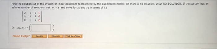 Solved Find the solution set of the system of linear | Chegg.com