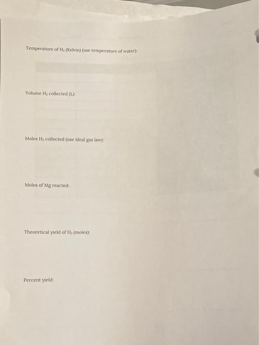 Solved Name: Section # Data Date: > Collecting hydrogen gas | Chegg.com