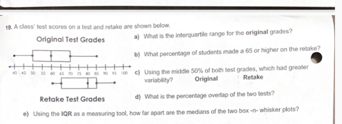 Solve please A class' test scores on a test and | Chegg.com