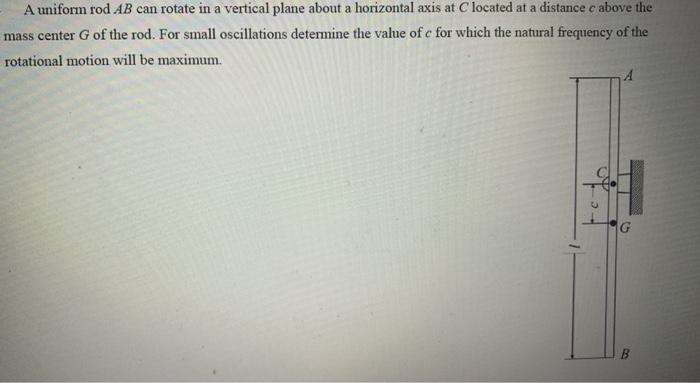 Solved A uniform rod AB can rotate in a vertical plane about | Chegg.com