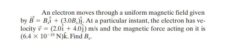 Solved An electron moves through a uniform magnetic field | Chegg.com