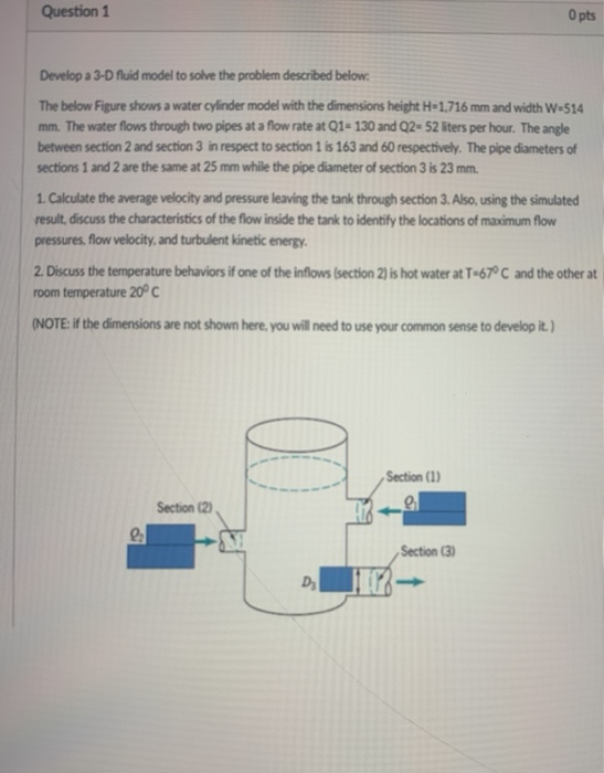 Solved Question 1 O pts Develop a 3-D fluid model to solve | Chegg.com