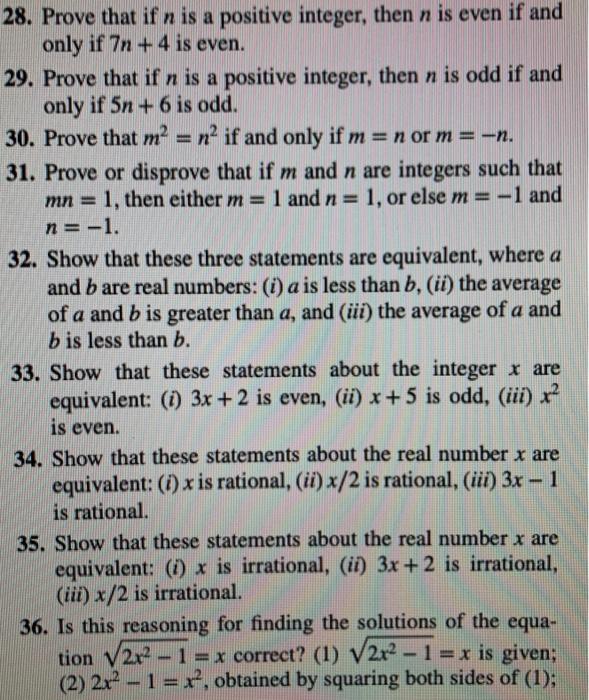 Solved 28. Prove that if n is a positive integer, then n is | Chegg.com