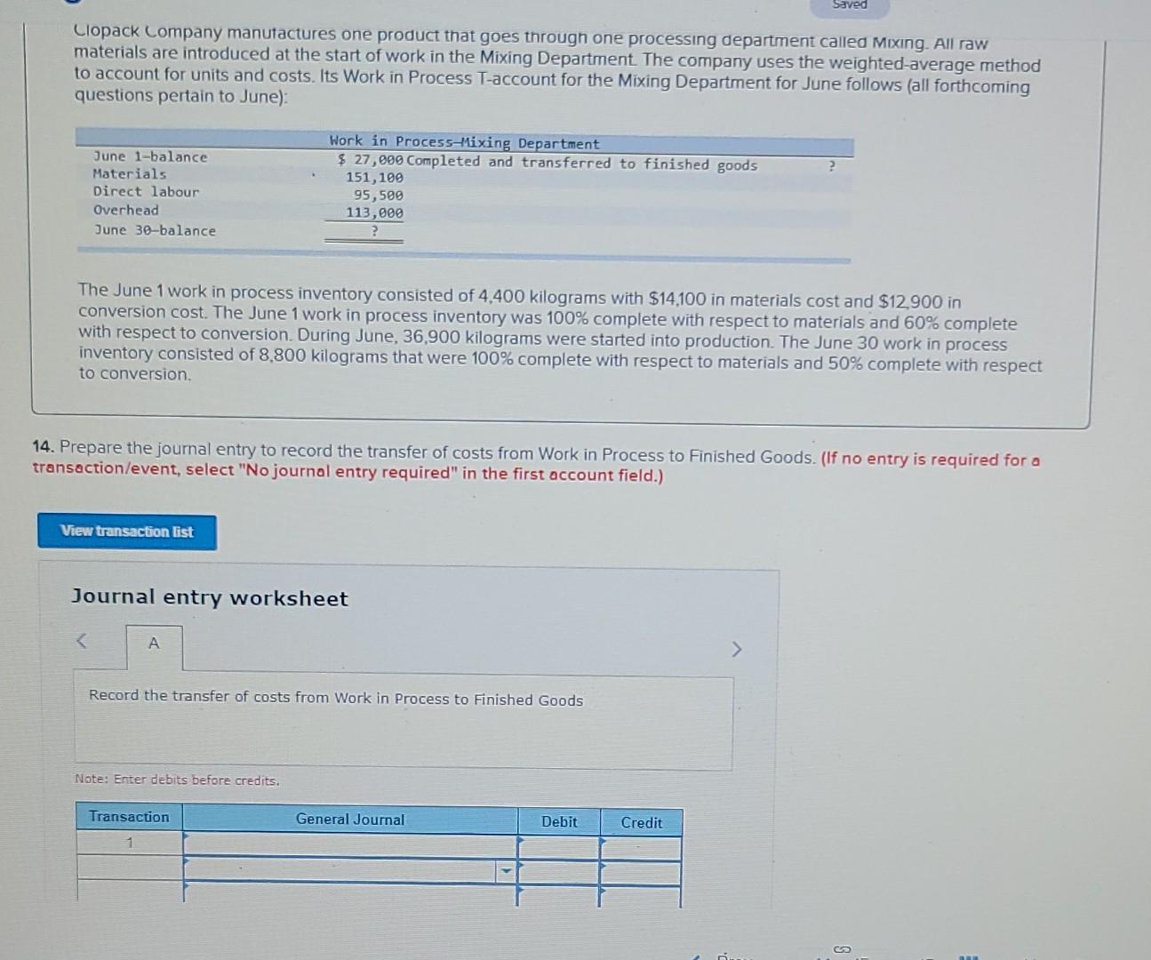 Solved Prepare the journal entry to record the transfer of | Chegg.com