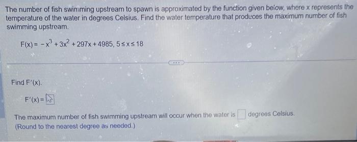 Solved The number of fish swimming upstream to spawn is | Chegg.com
