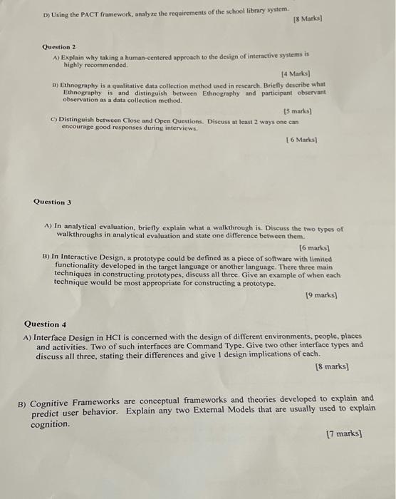 Solved D) Using the PACT framework, analyze the requirements | Chegg.com