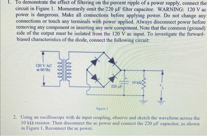 Solved 1. To demonstrate the effect of filtering on the | Chegg.com
