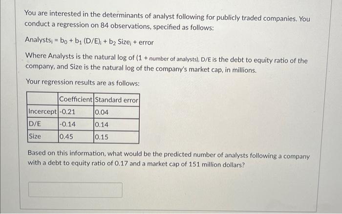 Solved You Are Interested In The Determinants Of Analyst