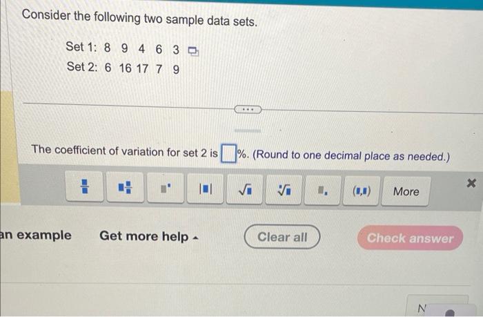 Solved Consider the following two sample data sets. The | Chegg.com