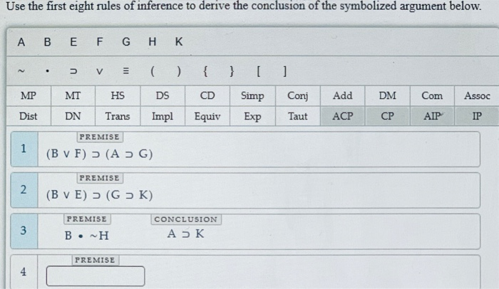 Solved Use the first eight rules of inference to derive the | Chegg.com