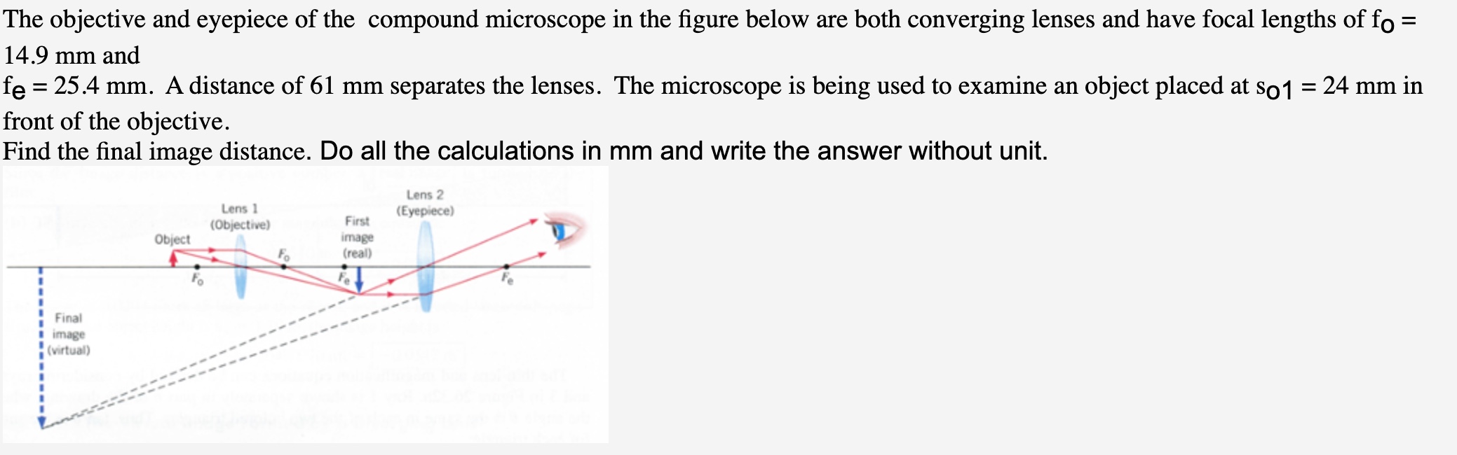 Solved The objective and eyepiece of the compound microscope | Chegg.com