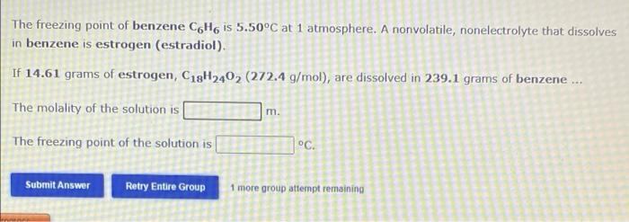 Solved Chapter 13 : Colligative properties One question !!! | Chegg.com