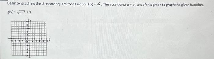 Solved Begin by graphing the standard square root function | Chegg.com