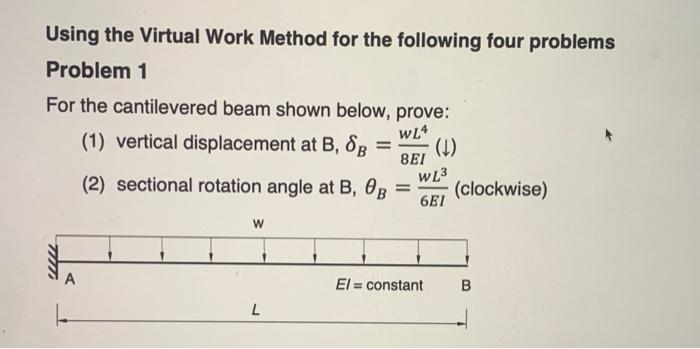 Solved Using the Virtual Work Method for the following four | Chegg.com