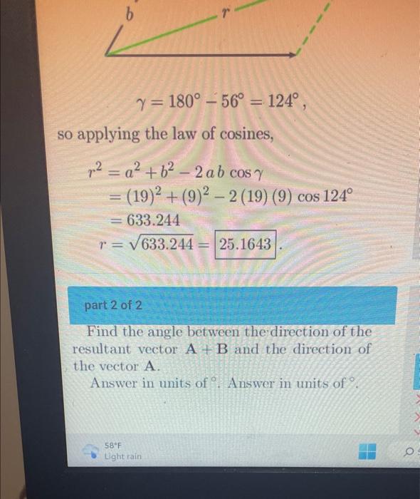 Solved Consider two vectors A and B and their resultant A+B. | Chegg.com