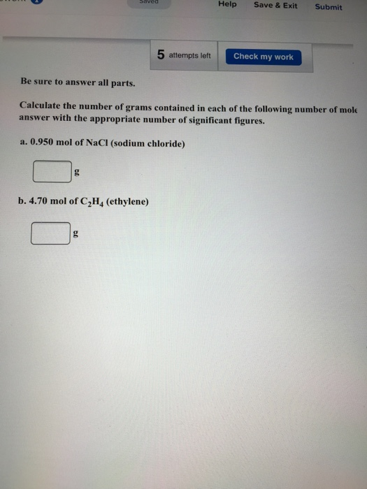 Solved Saved Help Save & Exit Submit 5 attempts left Check | Chegg.com