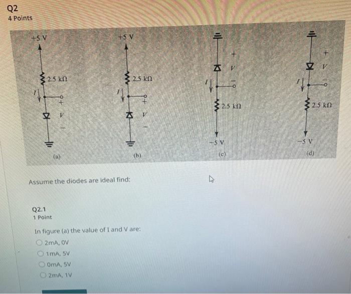 Solved Q2 4 Points Assume the diodes are ideal find: Q2.1 1 | Chegg.com