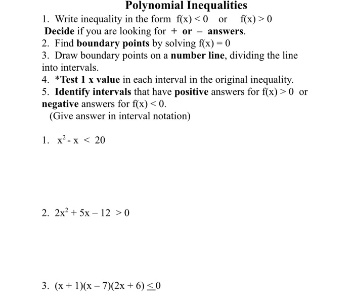 Solved Polynomial Inequalities 1. Write inequality in the | Chegg.com