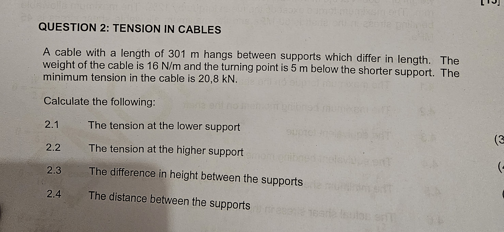 QUESTION 2: TENSION IN CABLESA cable with a length of | Chegg.com