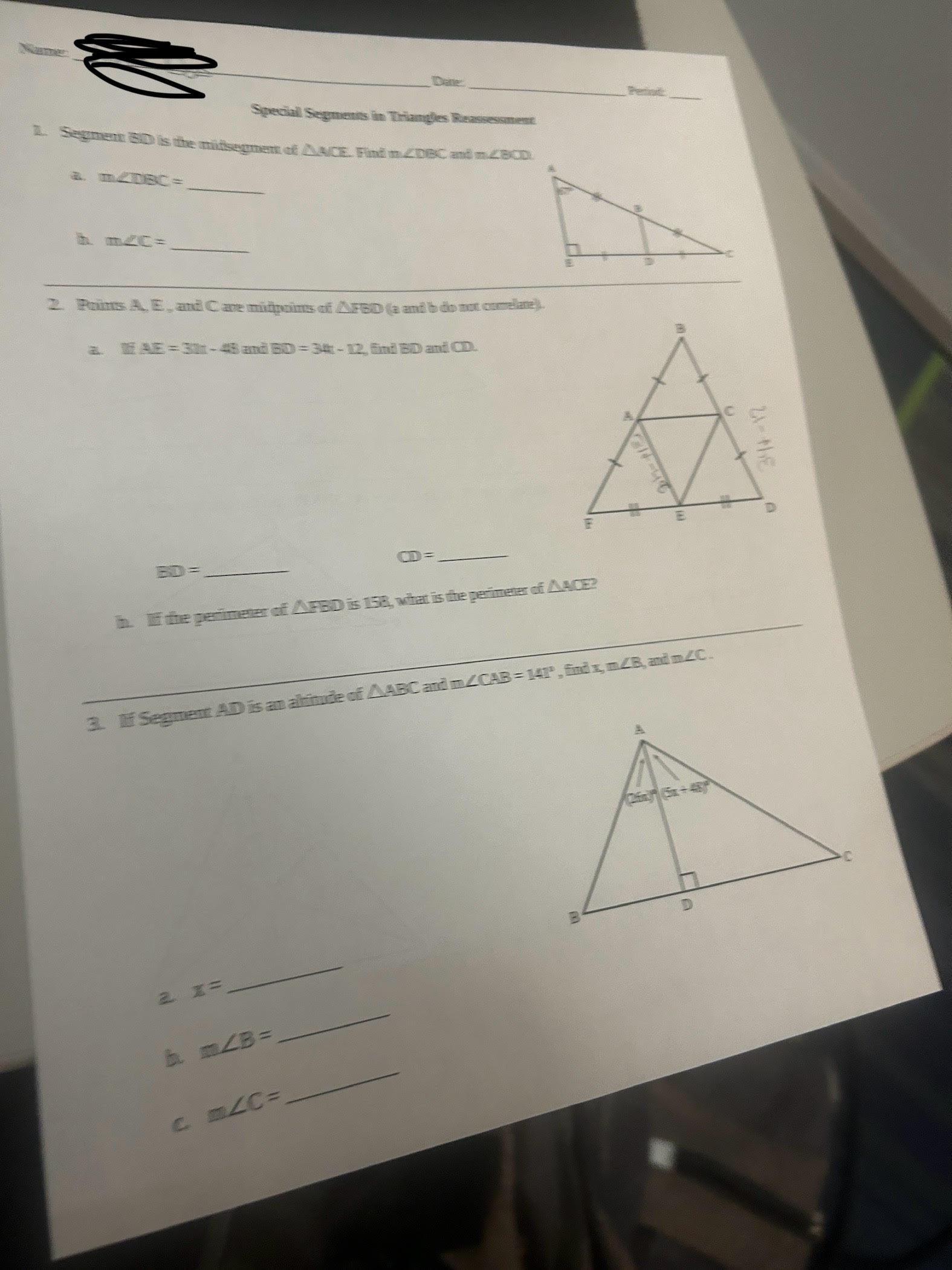 Solved Segment BD is the mitsegment of ????4CE. ﻿Fint m | Chegg.com