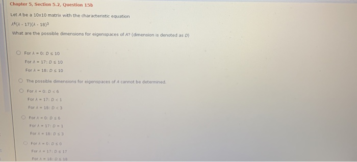 Solved Chapter 5, Section 5.2, Question 15b Let Abe a 10x10 | Chegg.com