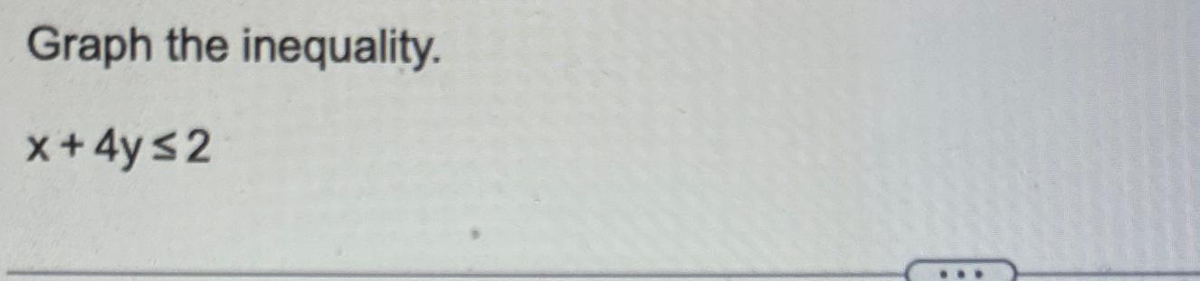 Solved Graph the inequality.x+4y≤2 | Chegg.com