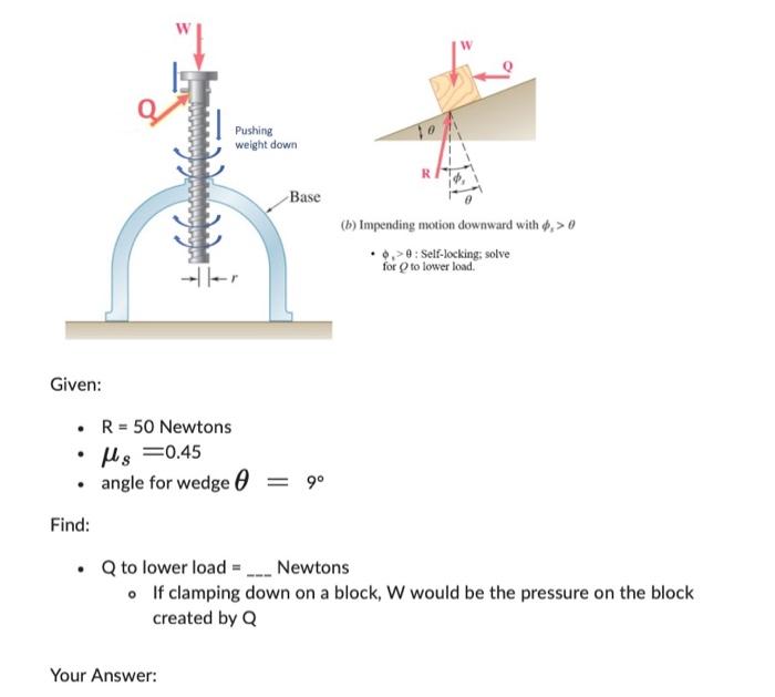 Solved (b) Impending motion downward with ϕs>θ - ϕ,>θ : | Chegg.com