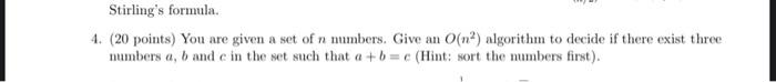 Solved 4. (20 points) You are given a set of n numbers. Give | Chegg.com