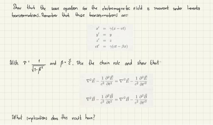 Solved Proof that the wave equation for the electromagnetic | Chegg.com