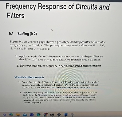 Solved Frequency Response of Circuits and Filters9.1 | Chegg.com