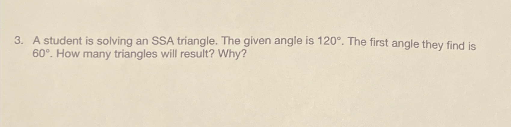 Solved A student is solving an SSA triangle. The given angle | Chegg.com