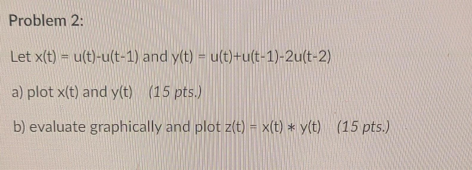 Solved Let x(t)=u(t)−u(t−1) and y(t)=u(t)+u(t−1)−2u(t−2) a) | Chegg.com Solved Let x(t)=u(t)−u(t−1) and y(t)=u(t)+u(t−1)−2u(t−2) a) | Chegg.com