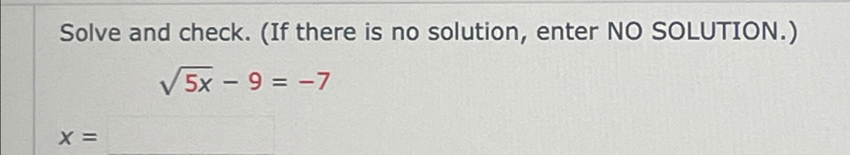Solved Solve and check. (If there is no solution, enter NO | Chegg.com