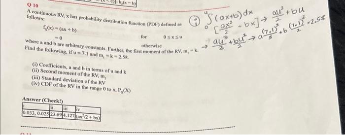 A continuous RV,x has probability distribution | Chegg.com