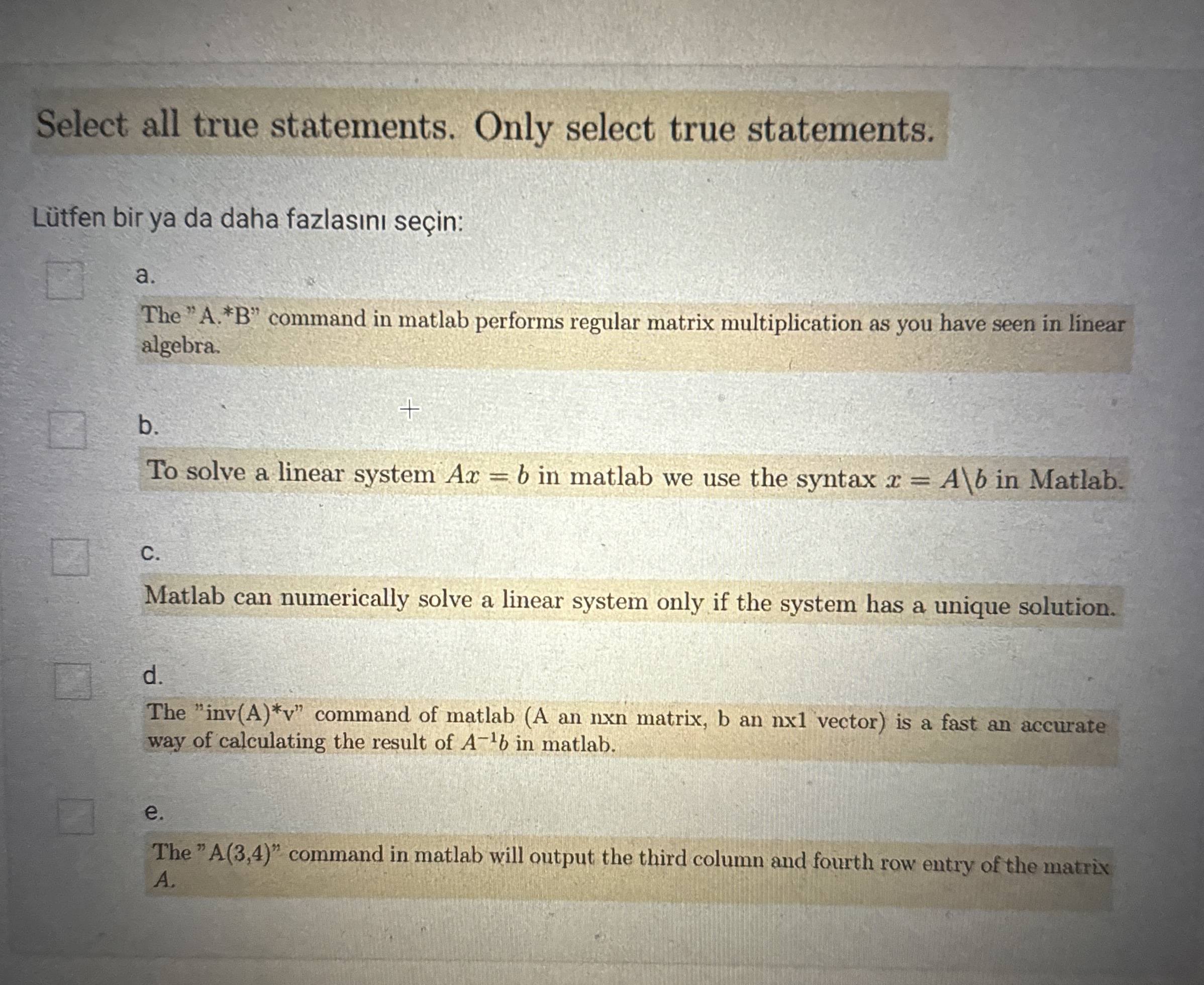 Solved Select all true statements. Only select true | Chegg.com